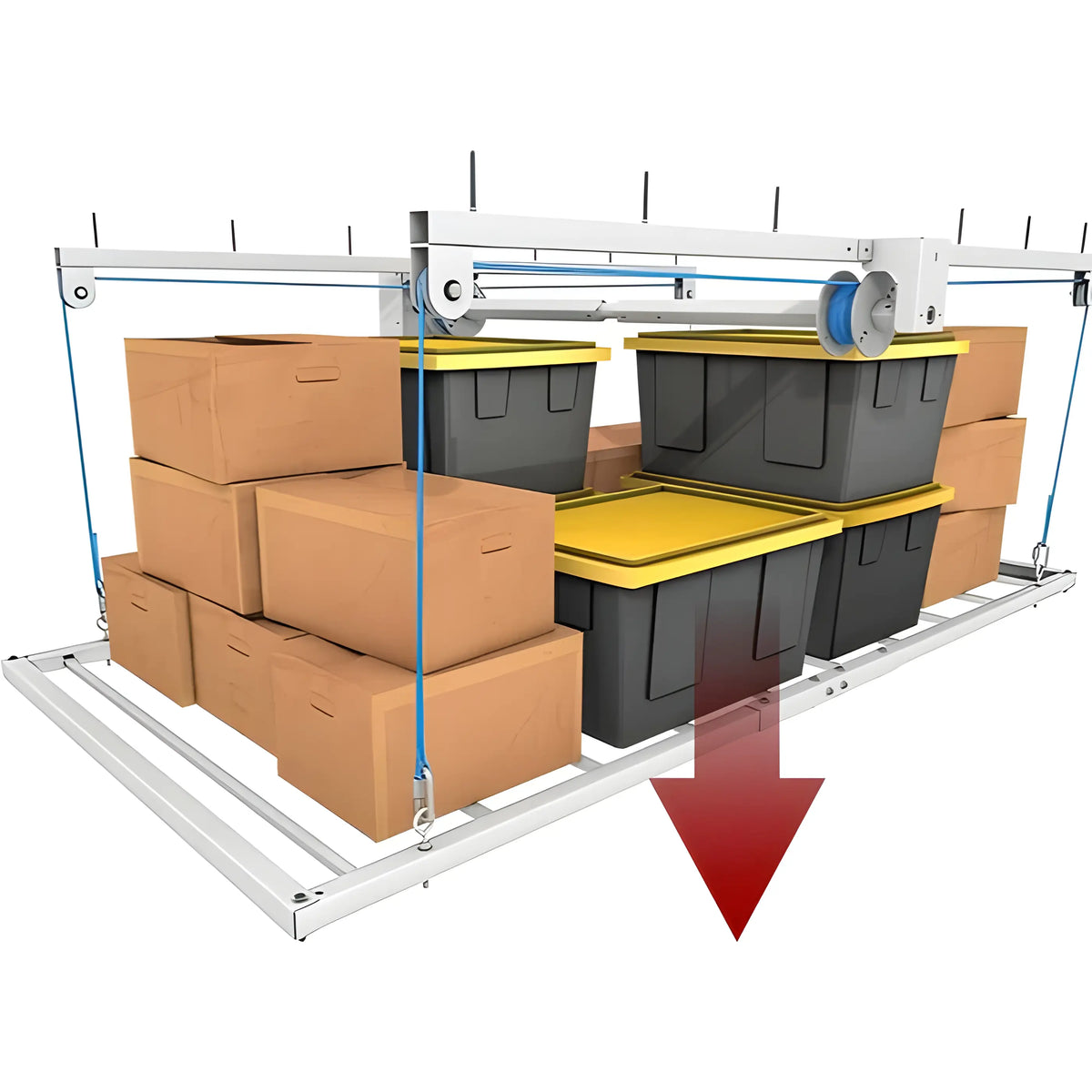 E-Z Storage 4′ x 8′ Retractable Ceiling Storage Garage Lift - Vovlift